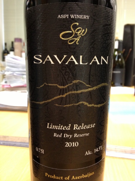 2010 Aspi Winery Savalan Limited Release Red Dry Reserve, Azerbaijan ...