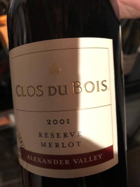 2001 Clos du Bois Merlot Reserve, USA, California, Sonoma County ...