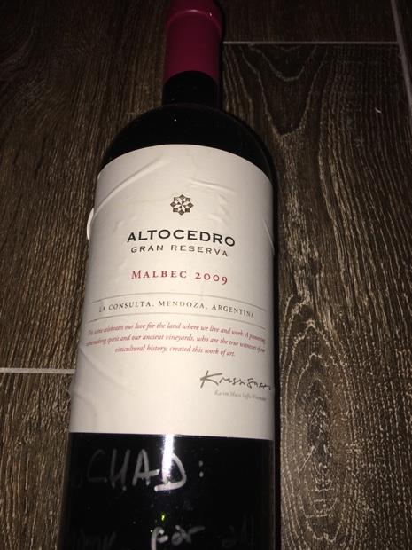 2009 Altocedro Malbec Gran Reserva, Argentina, Mendoza, Valle de Uco ...