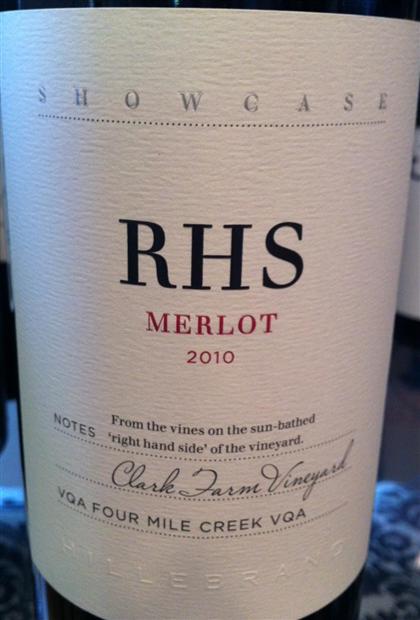 2010 Trius Merlot RHS (Right Hand Side) Clark Farm Vineyard, Canada ...