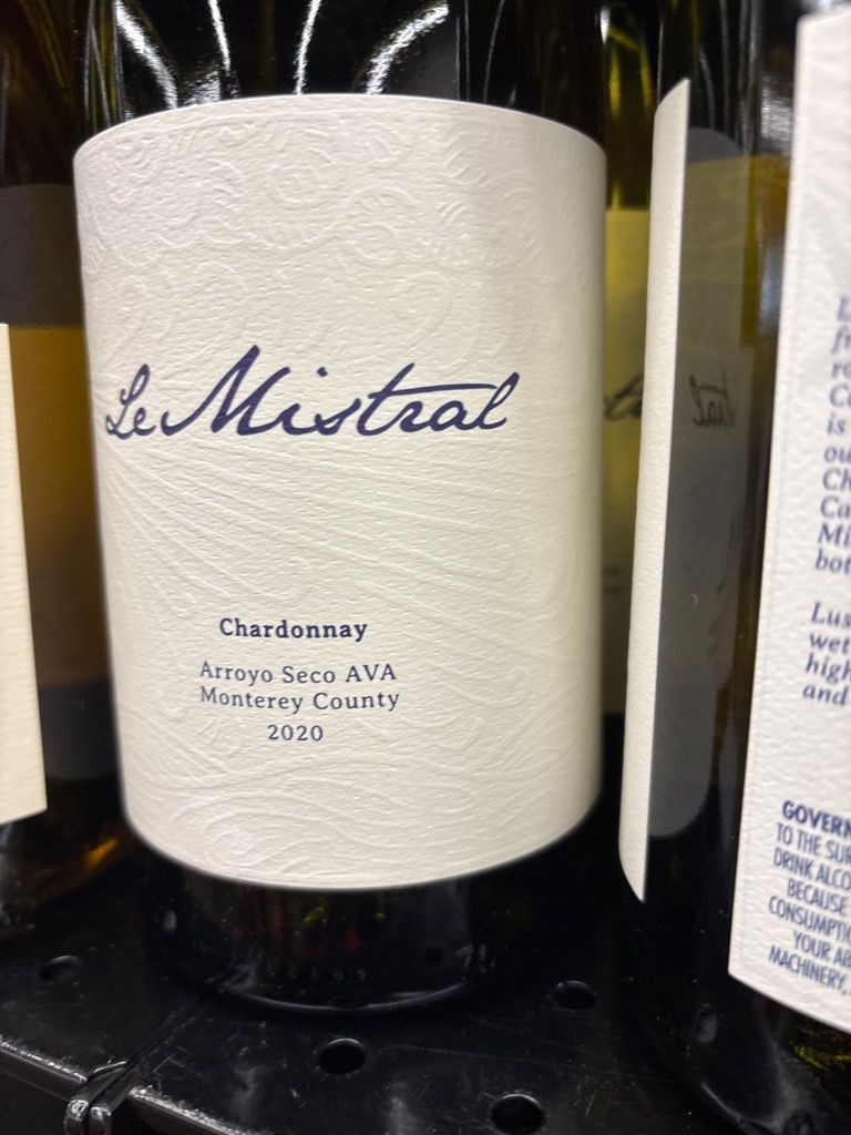 2020 Le Mistral Vineyard Chardonnay, USA, California, Central Coast ...