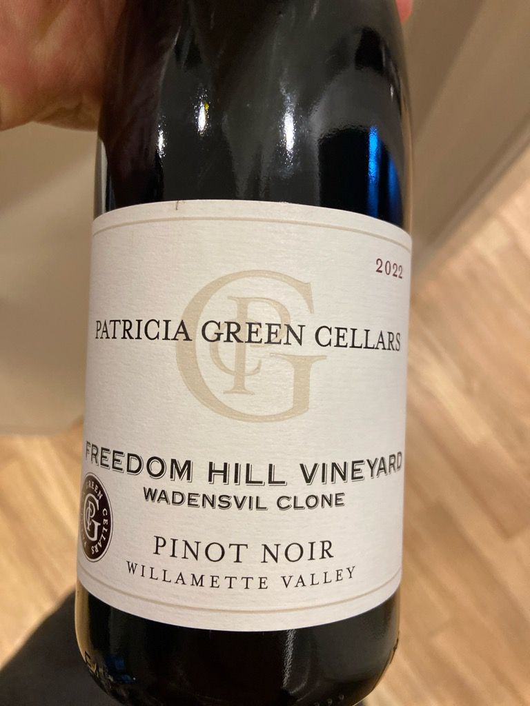 2022 Patricia Green Cellars Pinot Noir Wadensvil Clone Freedom Hill ...