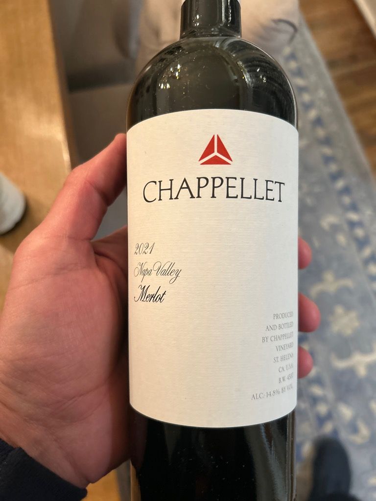 2021 Chappellet Merlot, USA, California, Napa Valley - CellarTracker