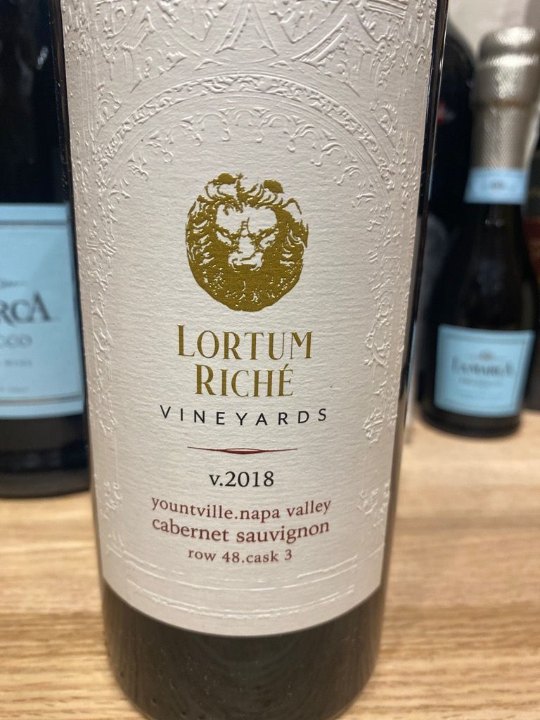 2018 Lortum Riché Vineyards Cabernet Sauvignon Row 48 Cask 3, USA ...