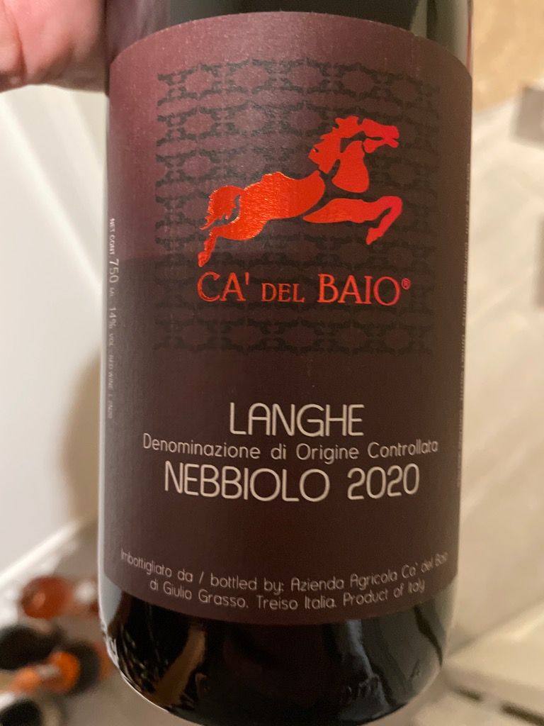 2020 Ca' del Baio Langhe Nebbiolo, Italy, Piedmont, Langhe, Langhe DOC - CellarTracker