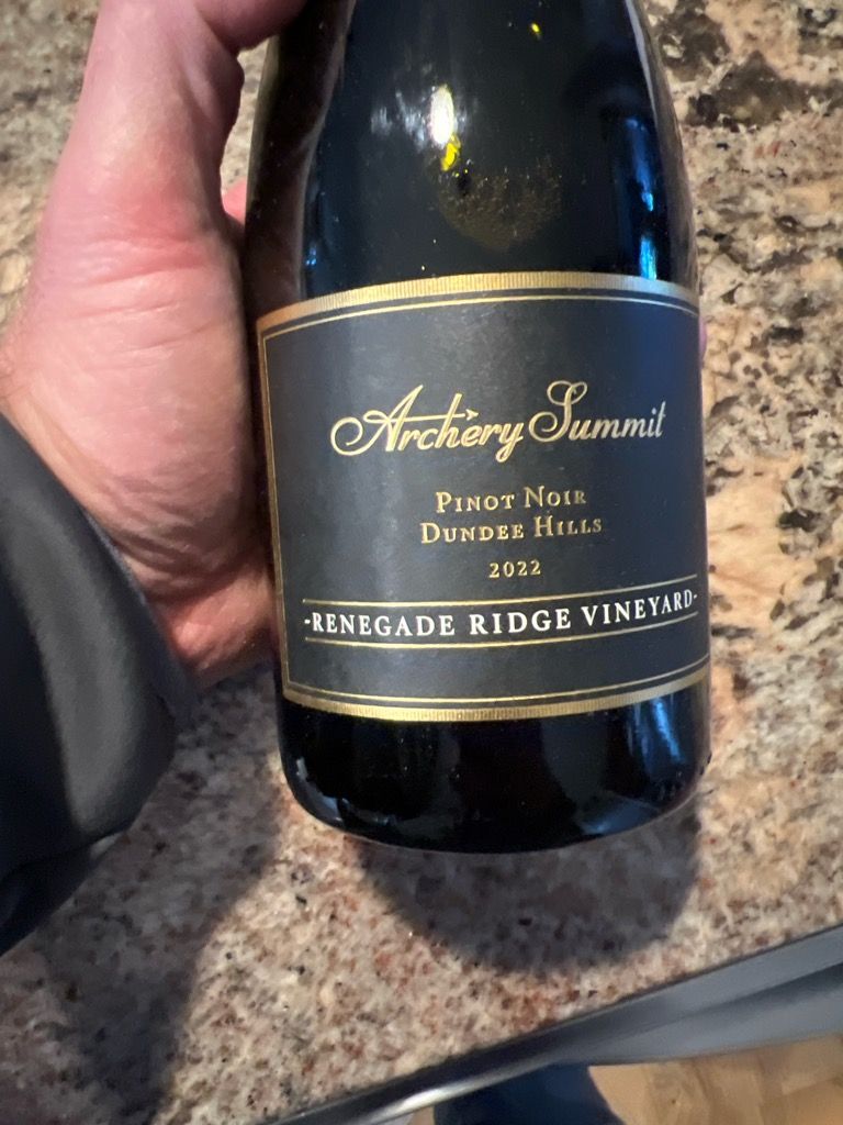 2022 Archery Summit Pinot Noir Renegade Ridge Estate, USA, Oregon ...