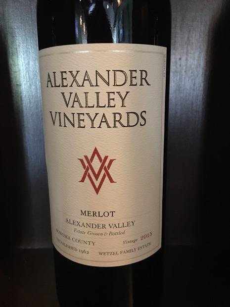 2015 Alexander Valley Vineyards Merlot, USA, California, Sonoma County ...