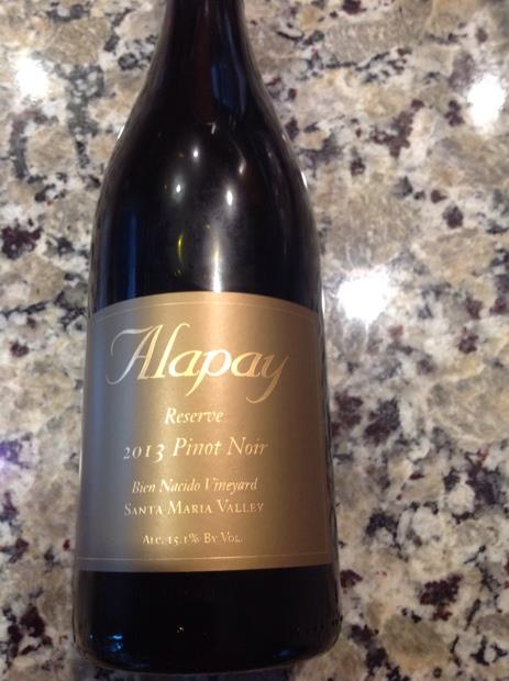2013 Alapay Cellars Pinot Noir Reserve Bien Nacido Vineyard, USA ...