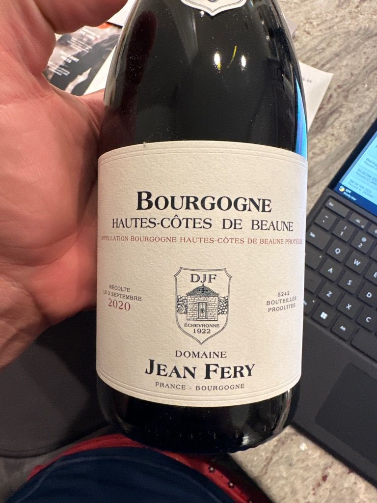 2020 Domaine Jean Féry & fils Bourgogne Hautes-Côtes de Beaune Rouge ...