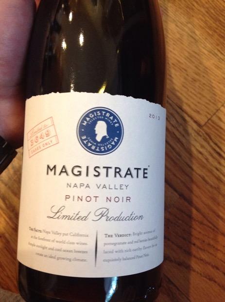 2013 Magistrate Pinot Noir, USA, California, Napa Valley - CellarTracker