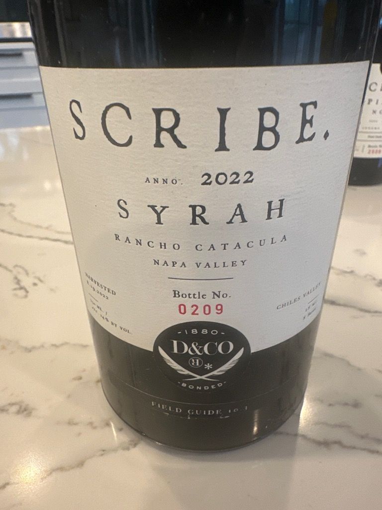 2023 Scribe Syrah Rancho Catacula, USA, California, Napa Valley, Chiles ...