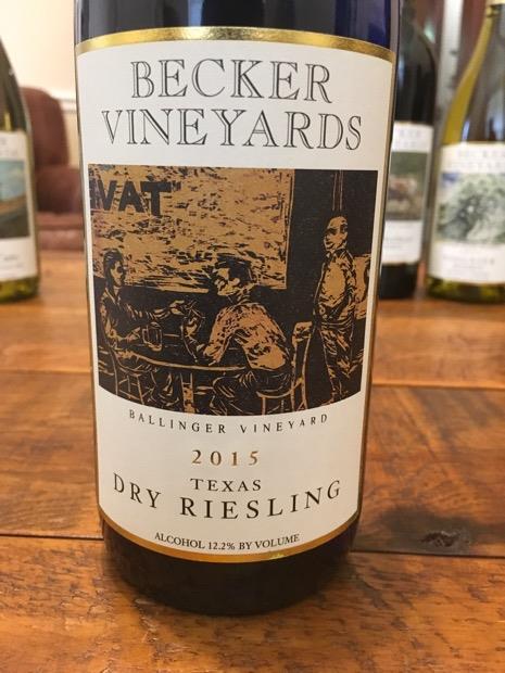 2015 Becker Vineyards Riesling Texas Riesling Ballinger Vineyard, USA ...