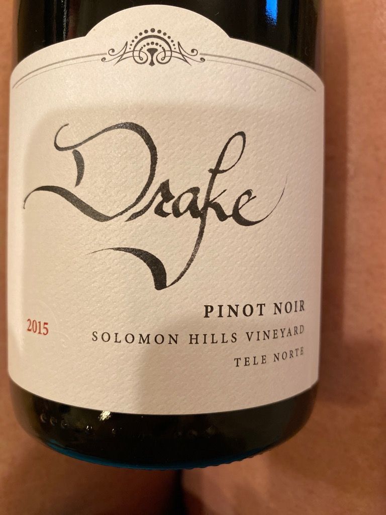 2015 Drake Pinot Noir Tele Norte Solomon Hills Vineyard, USA ...