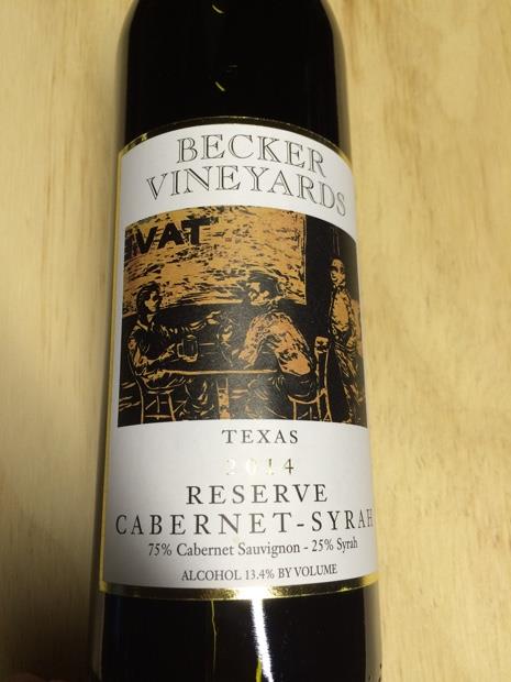2015 Becker Vineyards Reserve Cabernet-Syrah, USA, Texas, Texas Hill ...