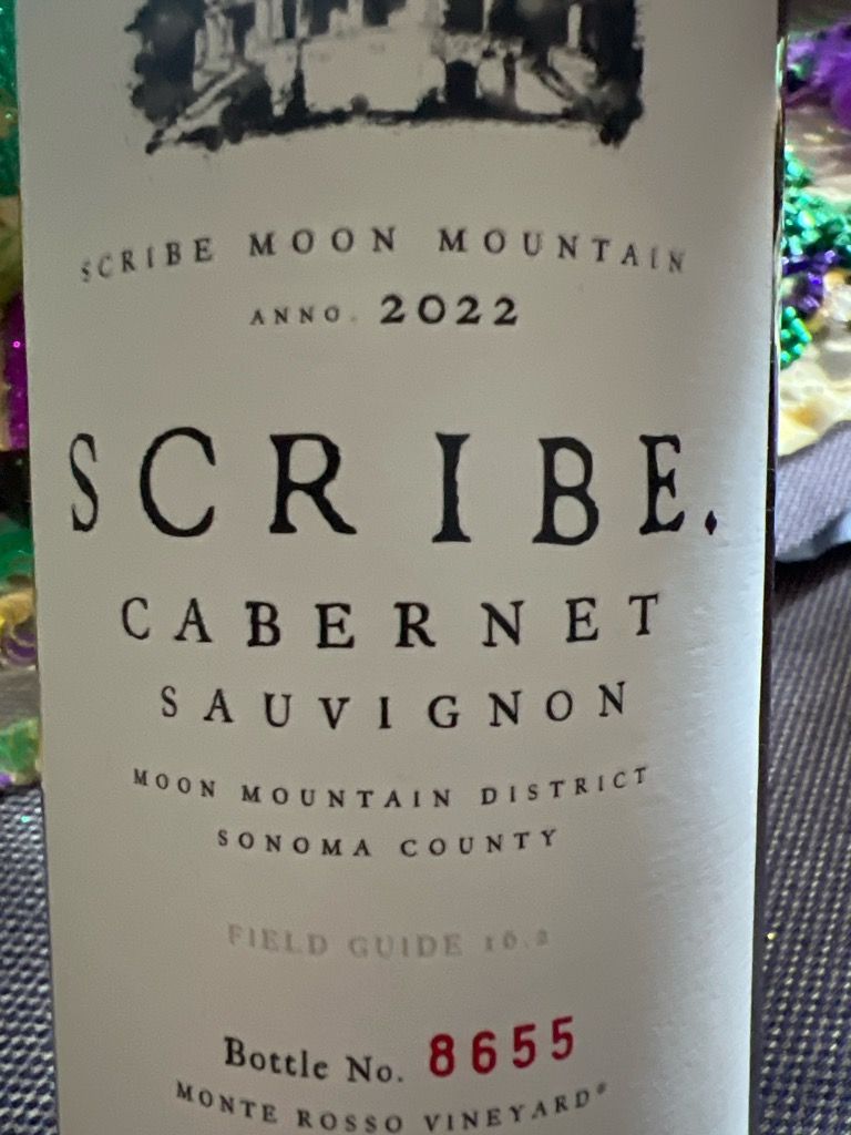 2022 Scribe Cabernet Sauvignon Monte Rosso Vineyard, USA, California ...