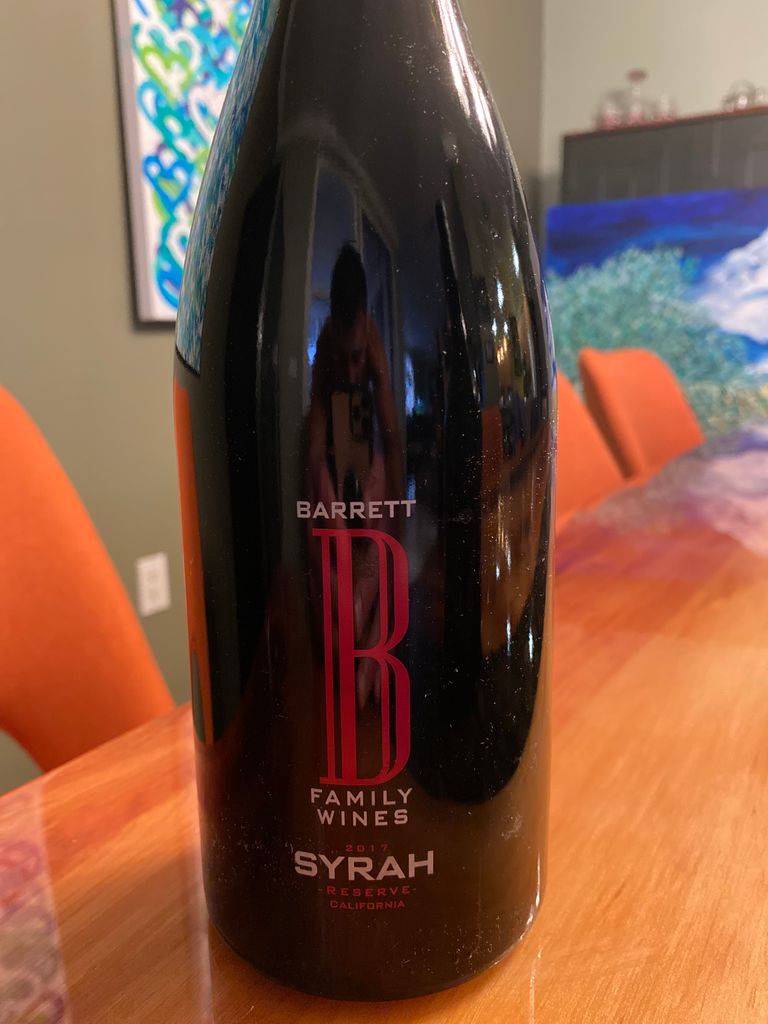 2017 Barrett Family Wines Syrah Reserve, USA, California, South Coast ...