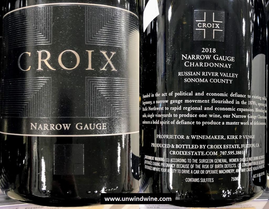 2018 Croix Estate Chardonnay Narrow Gauge, USA, California, Sonoma ...