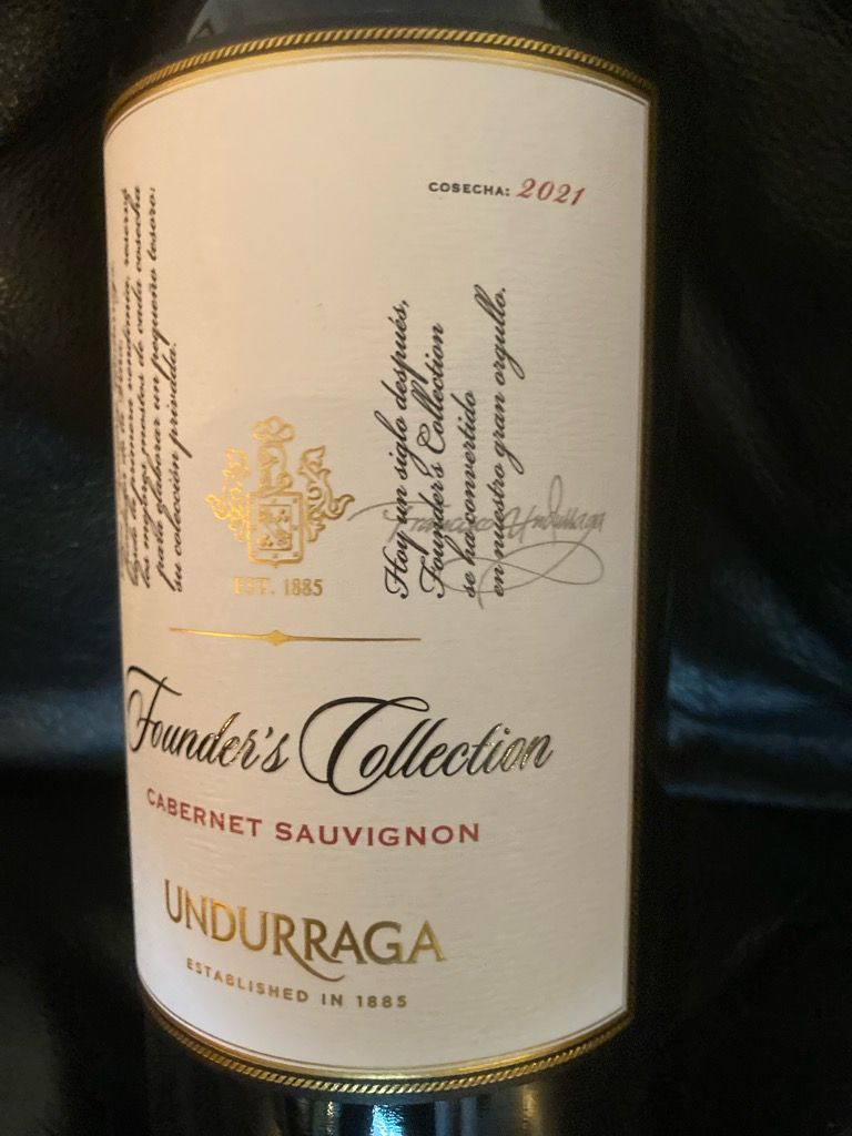 2021 Undurraga Cabernet Sauvignon Founder's Collection, Chile, Maipo ...
