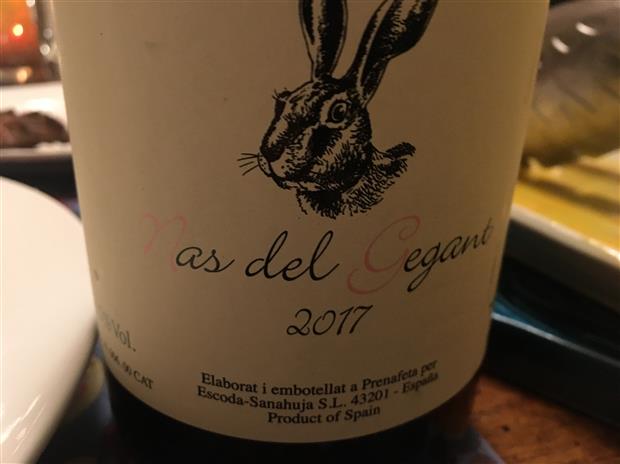2016 Celler Escoda-Sanahuja Vino de Mesa Nas del Gegant, Spain ...