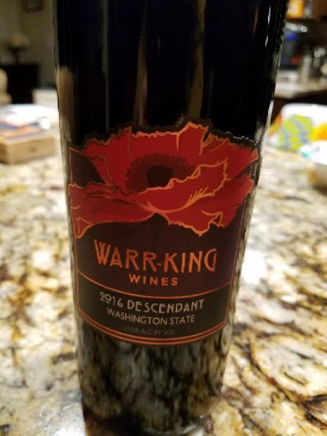 2016 Warr-King Wines Descendant, USA, Washington, Columbia Valley ...