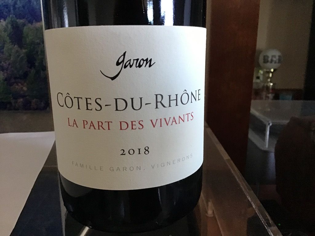 2018 Domaine Garon Côtes du Rhône La Part des Vivants, France, Rhône ...