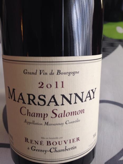 2011 René Bouvier Marsannay Champs Salomon, France, Burgundy, Côte de ...
