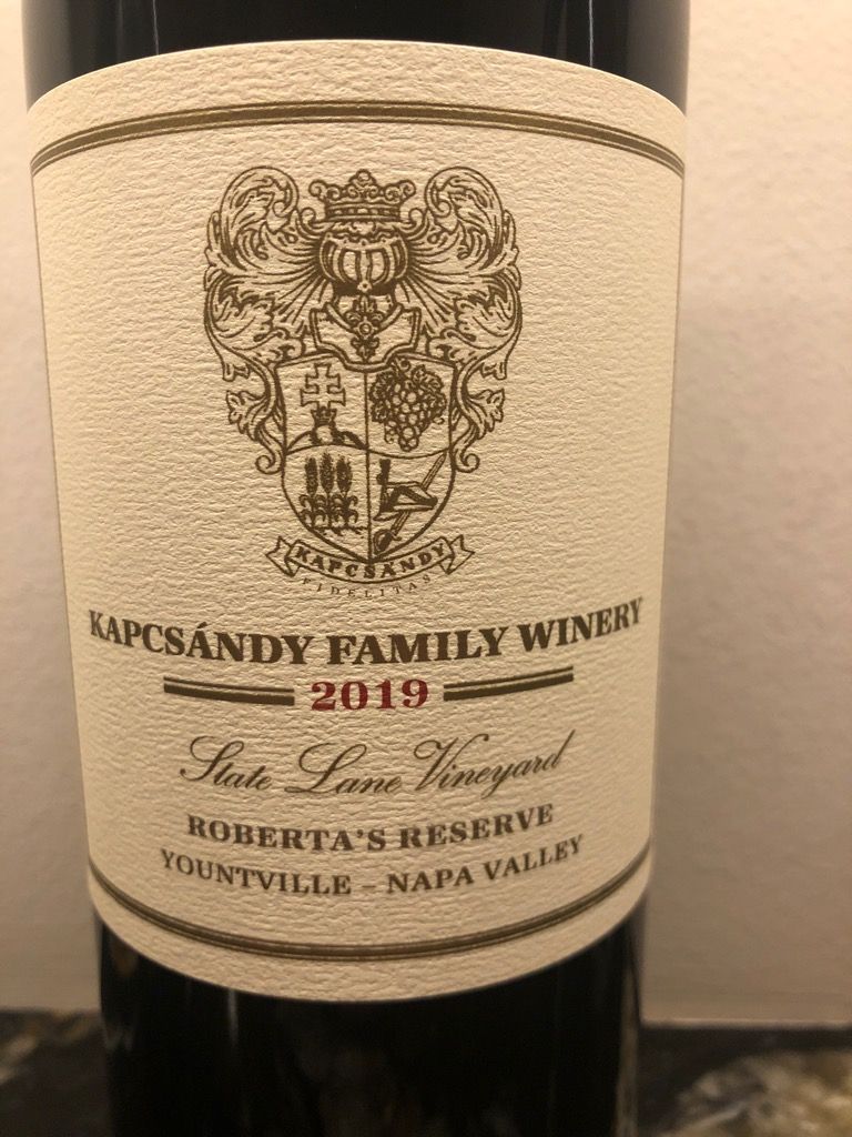 2019 Kapcsándy Family Winery Roberta's Reserve State Lane Vineyard, USA ...