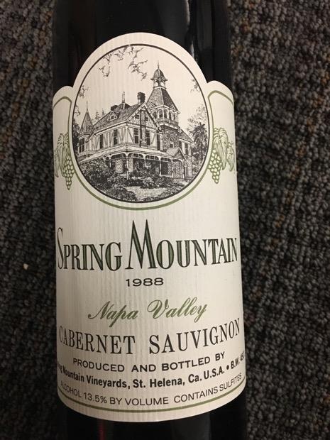 1988 Spring Mountain Vineyard Cabernet Sauvignon, USA, California, Napa ...