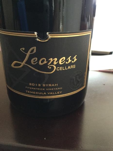 2013 Leoness Cellars Syrah, USA, California, South Coast, Temecula ...
