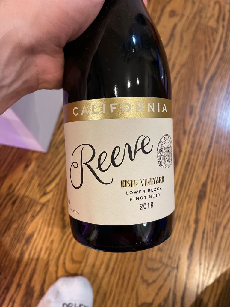 2018 Reeve Wines Pinot Noir Kiser Vineyard Lower Block, USA, California ...