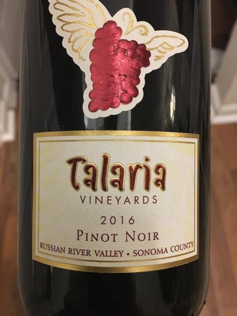 2016 Talaria Vineyards Pinot Noir, USA, California, Sonoma County ...