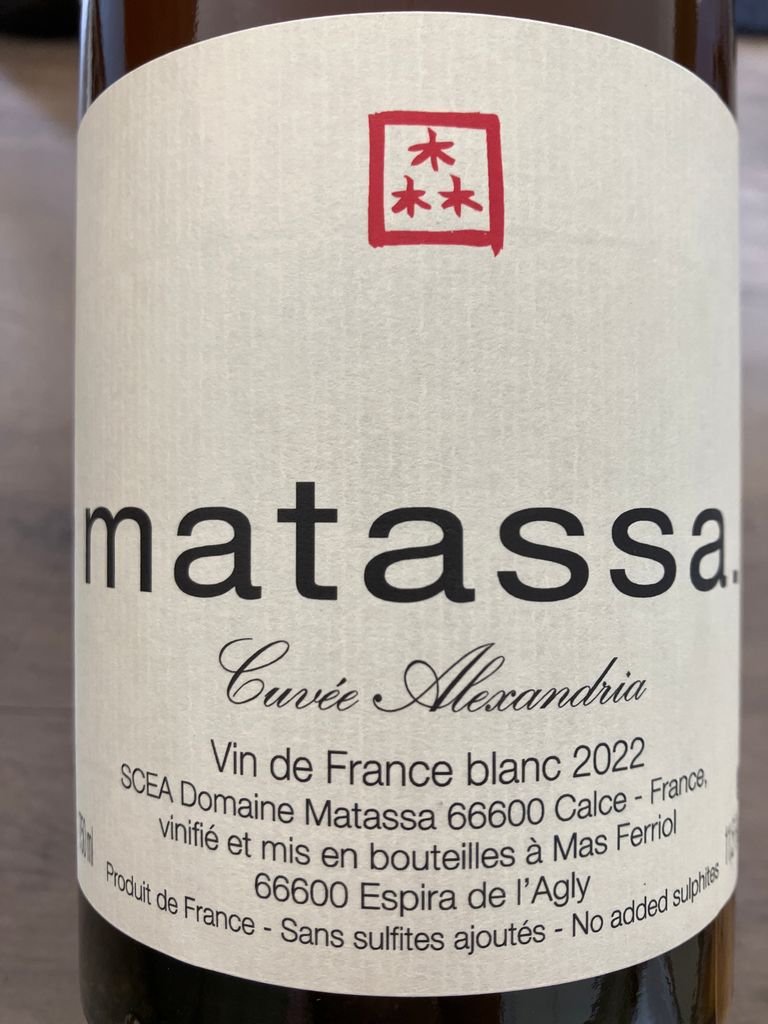 2022 Matassa Côtes Catalanes Cuvée Alexandria, France, Languedoc ...