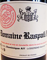 2008 Domaine Raspail-Ay Gigondas, France, Rhône, Southern Rhône ...