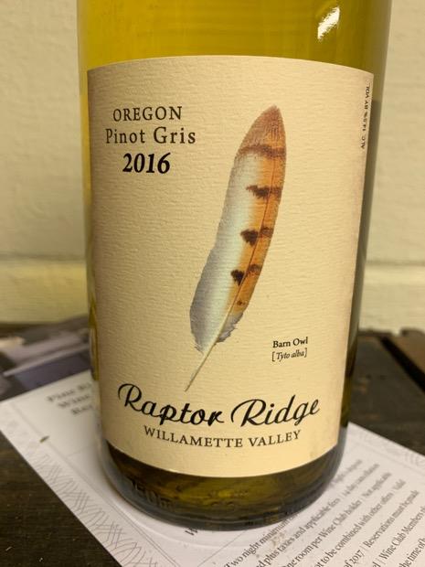 2016 Raptor Ridge Pinot Gris, USA, Oregon, Willamette Valley ...