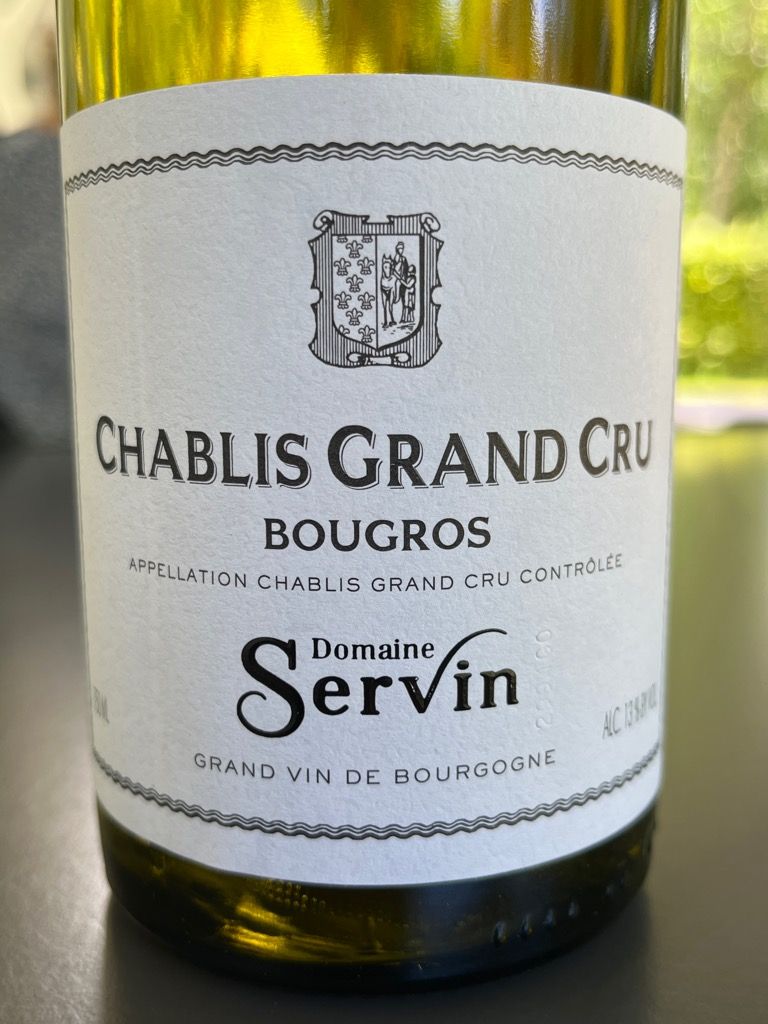 2020 Domaine Servin Chablis Grand Cru Bougros, France, Burgundy ...