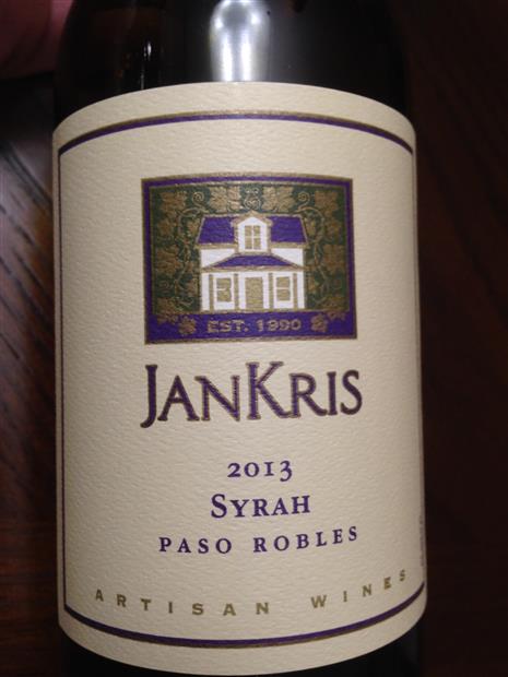 2016 JanKris Syrah, USA, California, Central Coast, Paso Robles ...