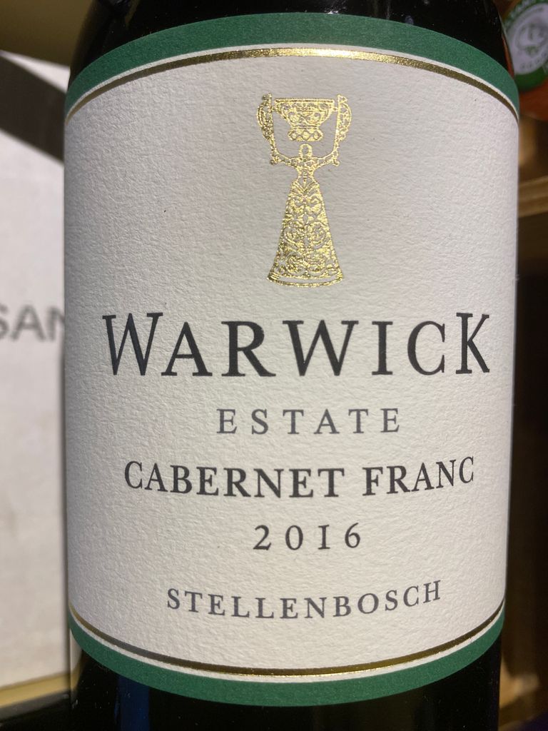 2016 Warwick Estate Cabernet Franc, South Africa, Coastal Region ...