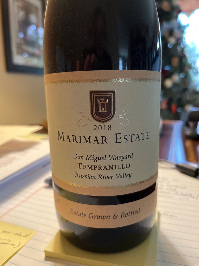 2019 Marimar Estate Tempranillo Don Miguel Vineyard, USA, California ...