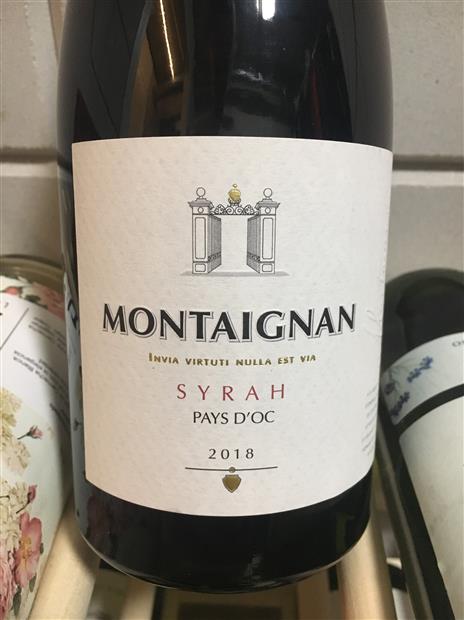 2019 Montaignan Syrah, France, Languedoc Roussillon, Vin de Pays d'Oc ...