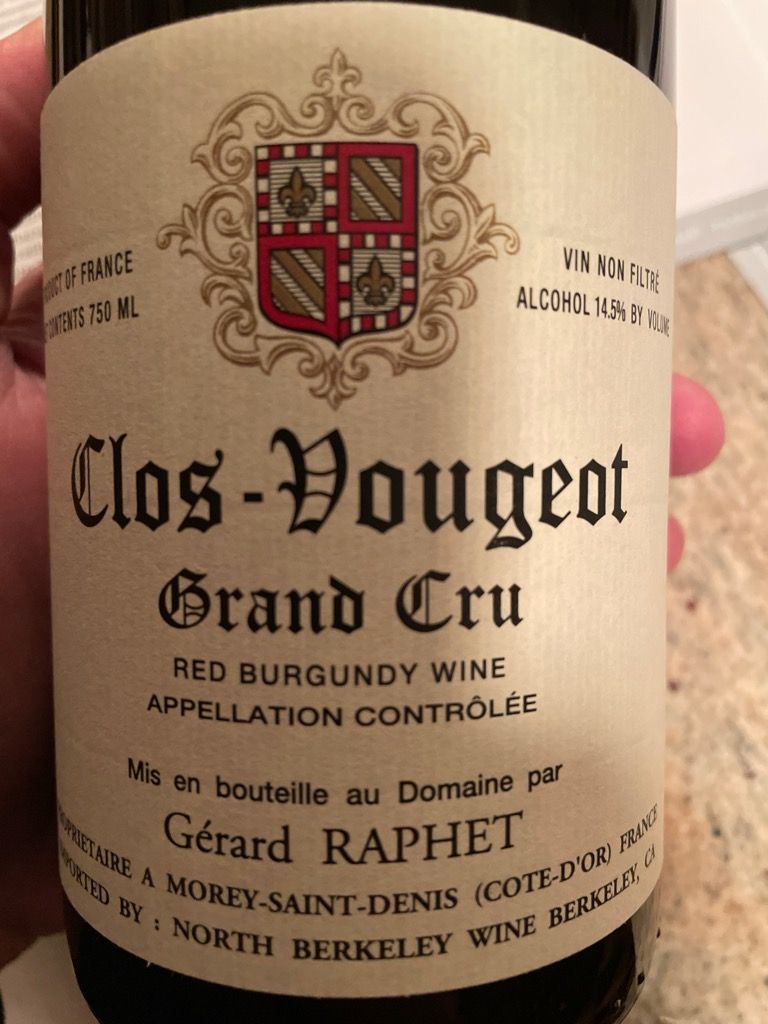 2019 Gérard Raphet Clos Vougeot, France, Burgundy, Côte de Nuits, Clos ...