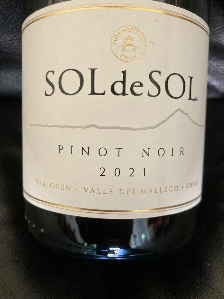2019 Viña Aquitania Pinot Noir Sol de Sol, Chile, Malleco Valley ...