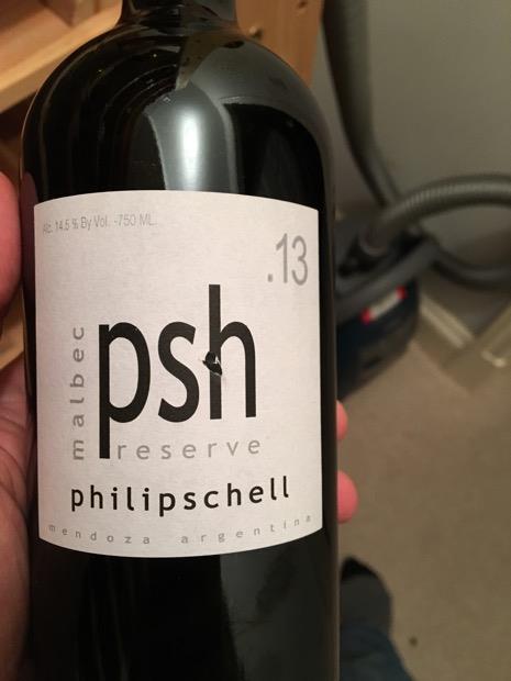 2008 Philip Schell Malbec psh reserve, Argentina, Mendoza, Lujan de ...