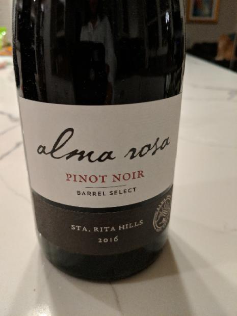 2016 Alma Rosa Pinot Noir Barrel Select Sta. Rita Hills, USA ...