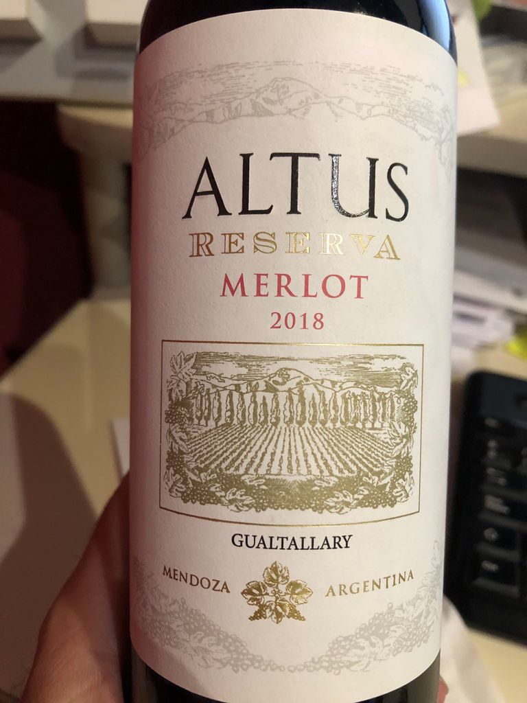 2018 Bodega Altus Merlot Gualtallary, Argentina, Mendoza, Valle de Uco ...