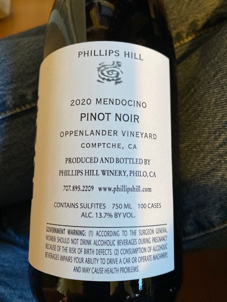 2020 Phillips Hill Pinot Noir Oppenlander Vineyard, USA, California ...