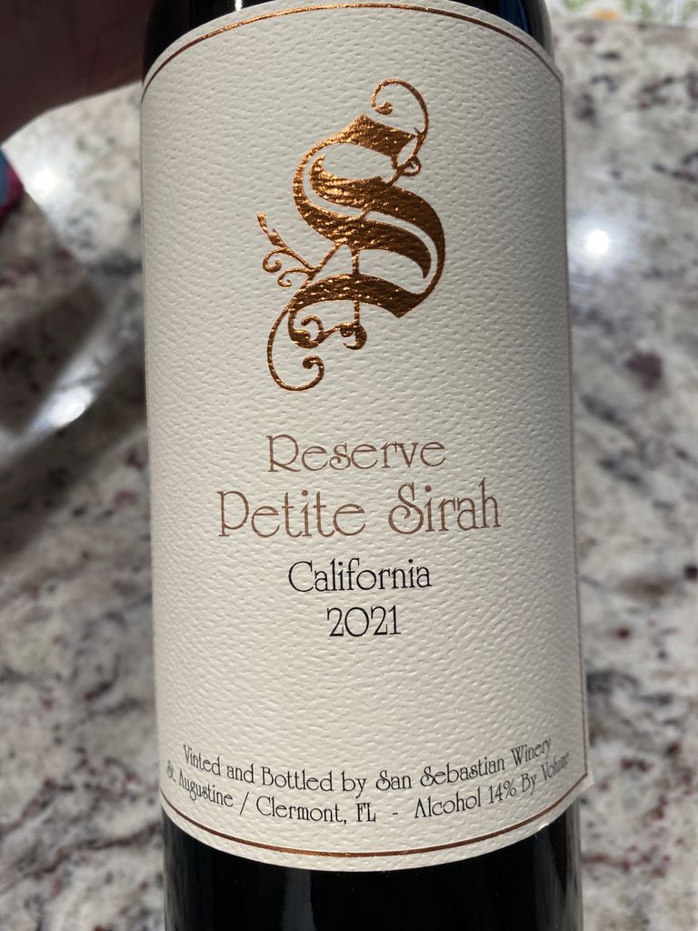 2021 San Sebastian Winery Petite Sirah Reserve, USA, California ...