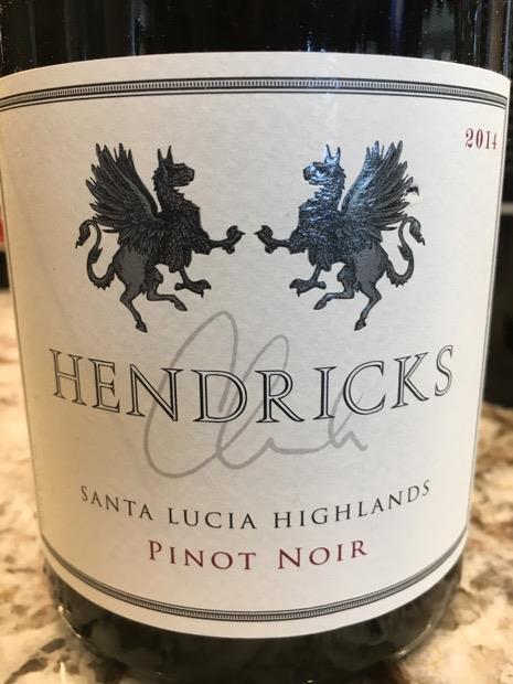 2014 Hendricks Pinot Noir, USA, California, Central Coast, Santa Lucia ...