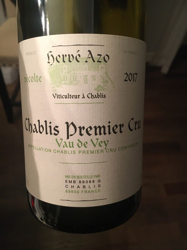 2017 Domaine Hervé Azo Chablis 1er Cru Vau de Vey, France, Burgundy ...