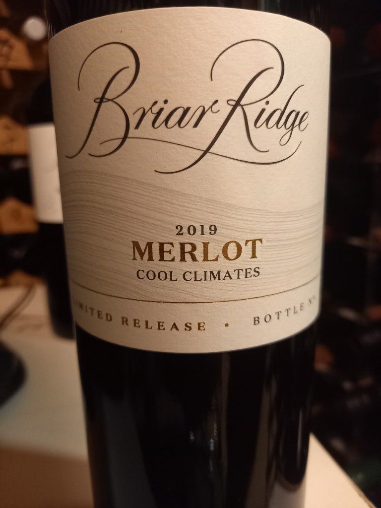 2019 Briar Ridge Vineyards Merlot Cool climate limited release ...