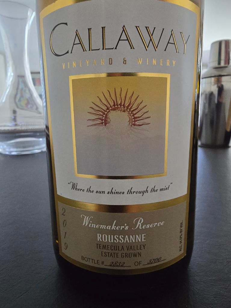 2019 Callaway Vineyard & Winery Roussanne Winemaker's Reserve, USA ...